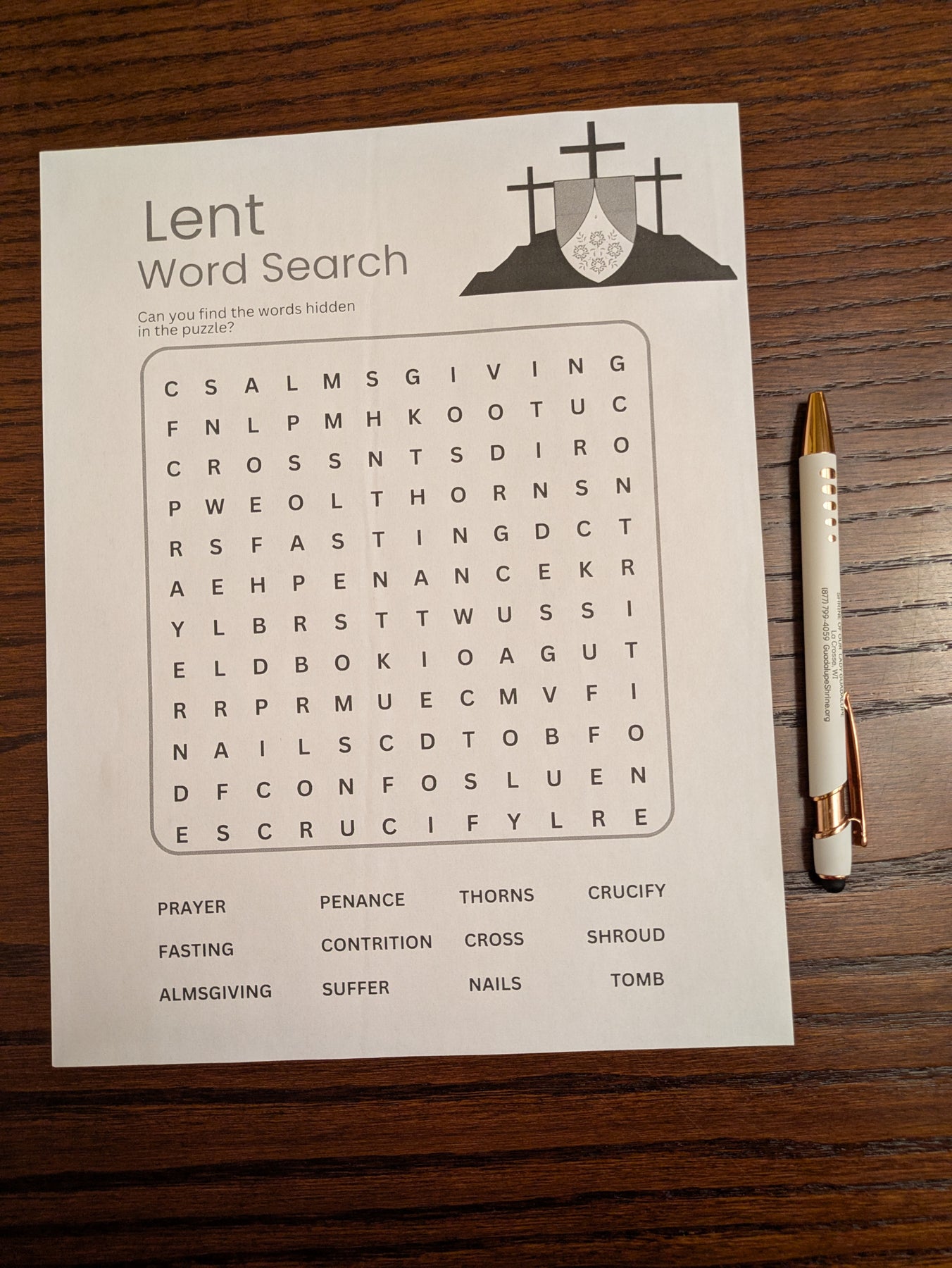 Lent Word Search – Flores Mariae Gift Shop