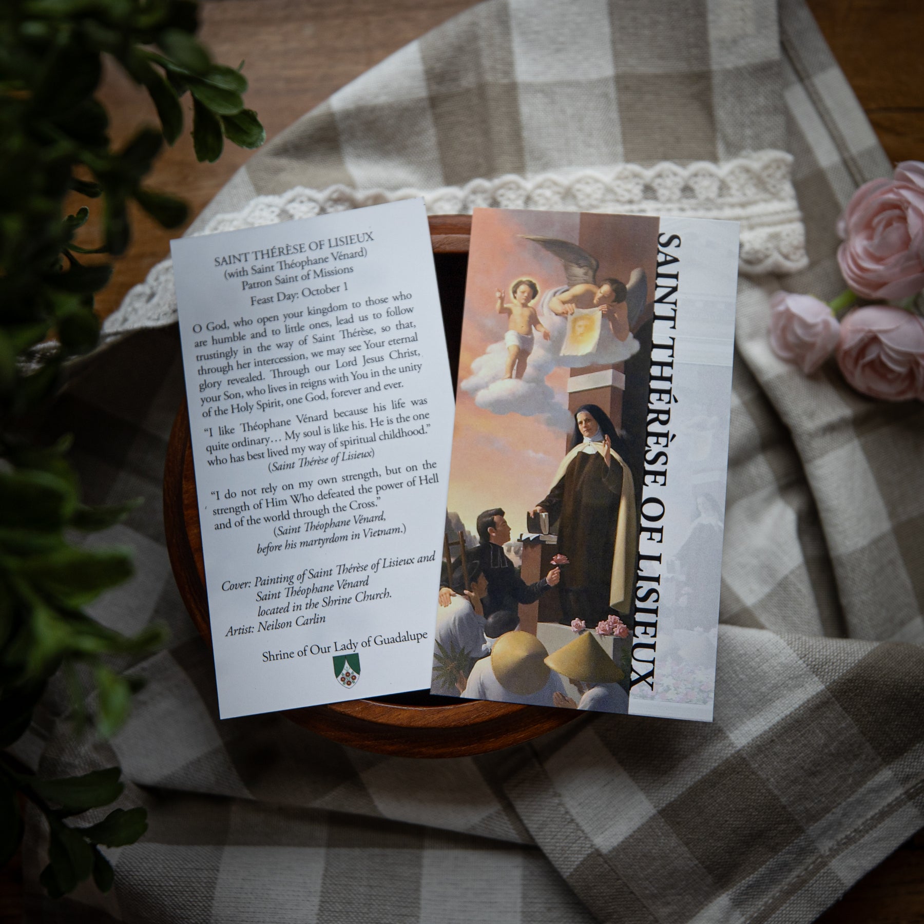 Shrine St. Therese of Lisieux Holy Card – Flores Mariae Gift Shop